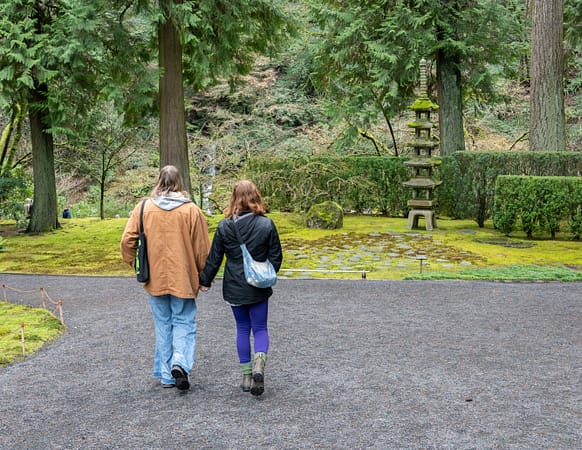 walking through gardens